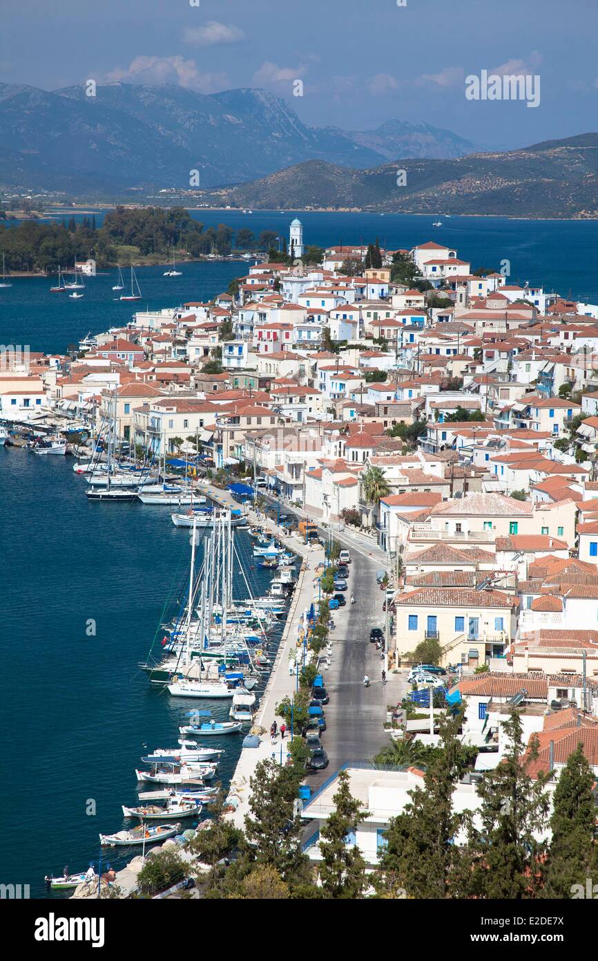 Greece Saronic Islands Poros Island Poros fishing harbour Stock Photo ...