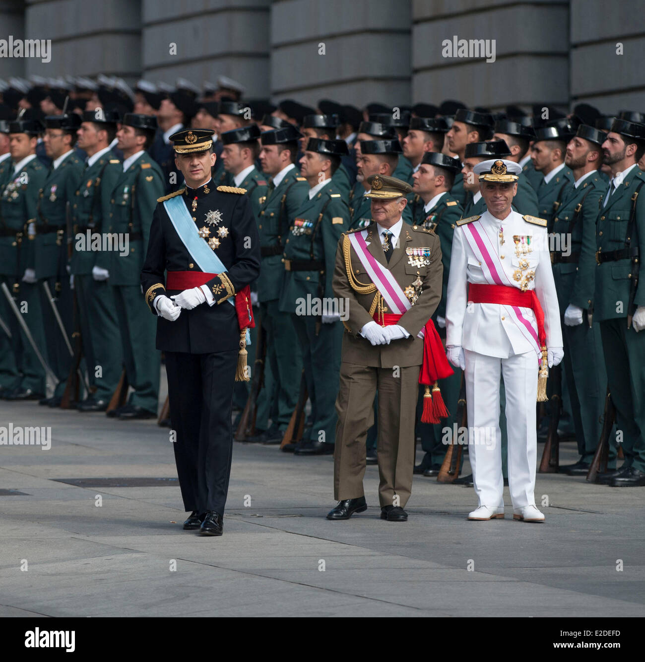 Madrid, Spain. 19th June, 2014. Spain's King Felipe VI (1st L) attends ...