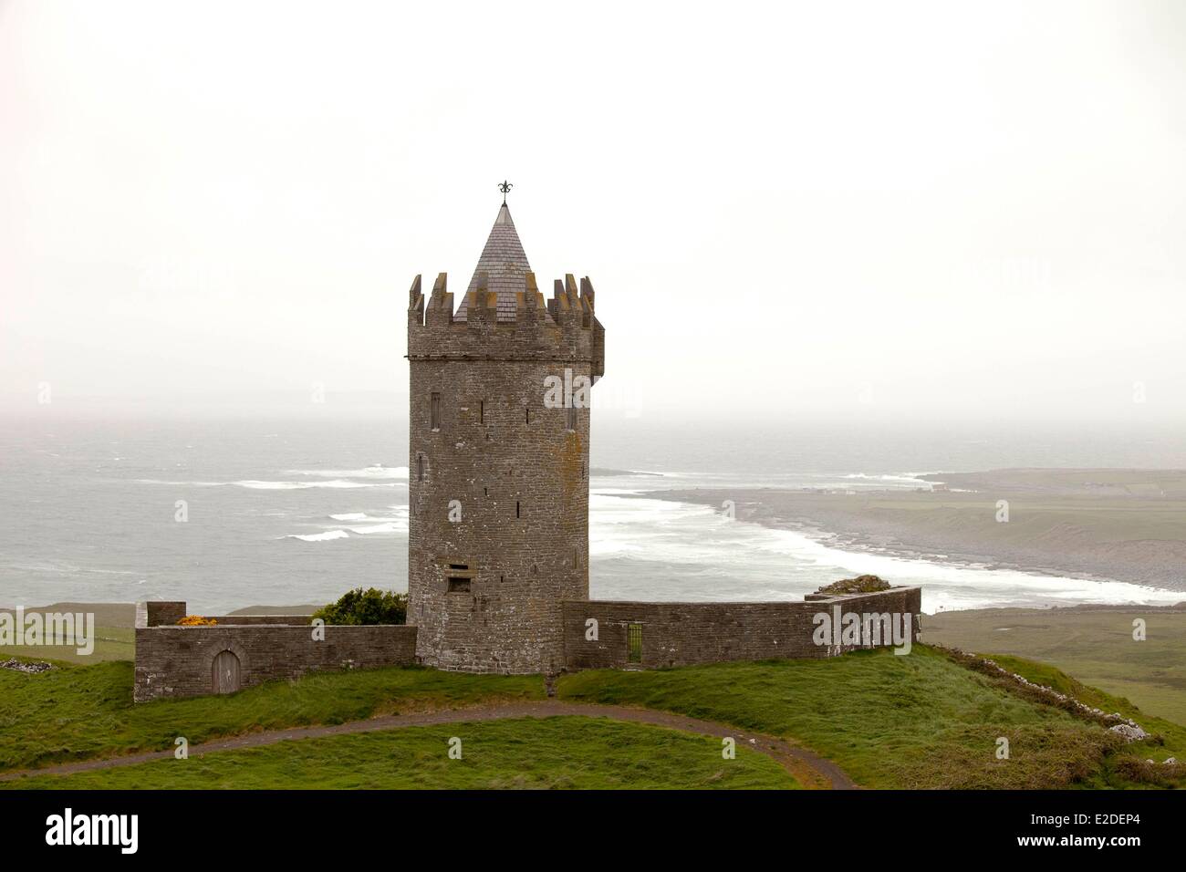 Ireland County Clare Doonagore castle overlooking Doolin and the ...