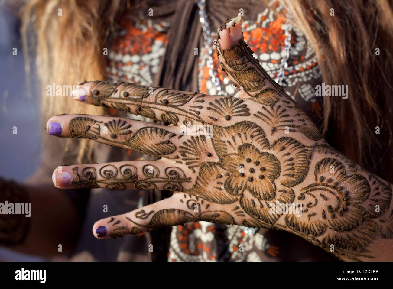 Morocco, Rabat, hand tattoo with henna Stock Photo - Alamy