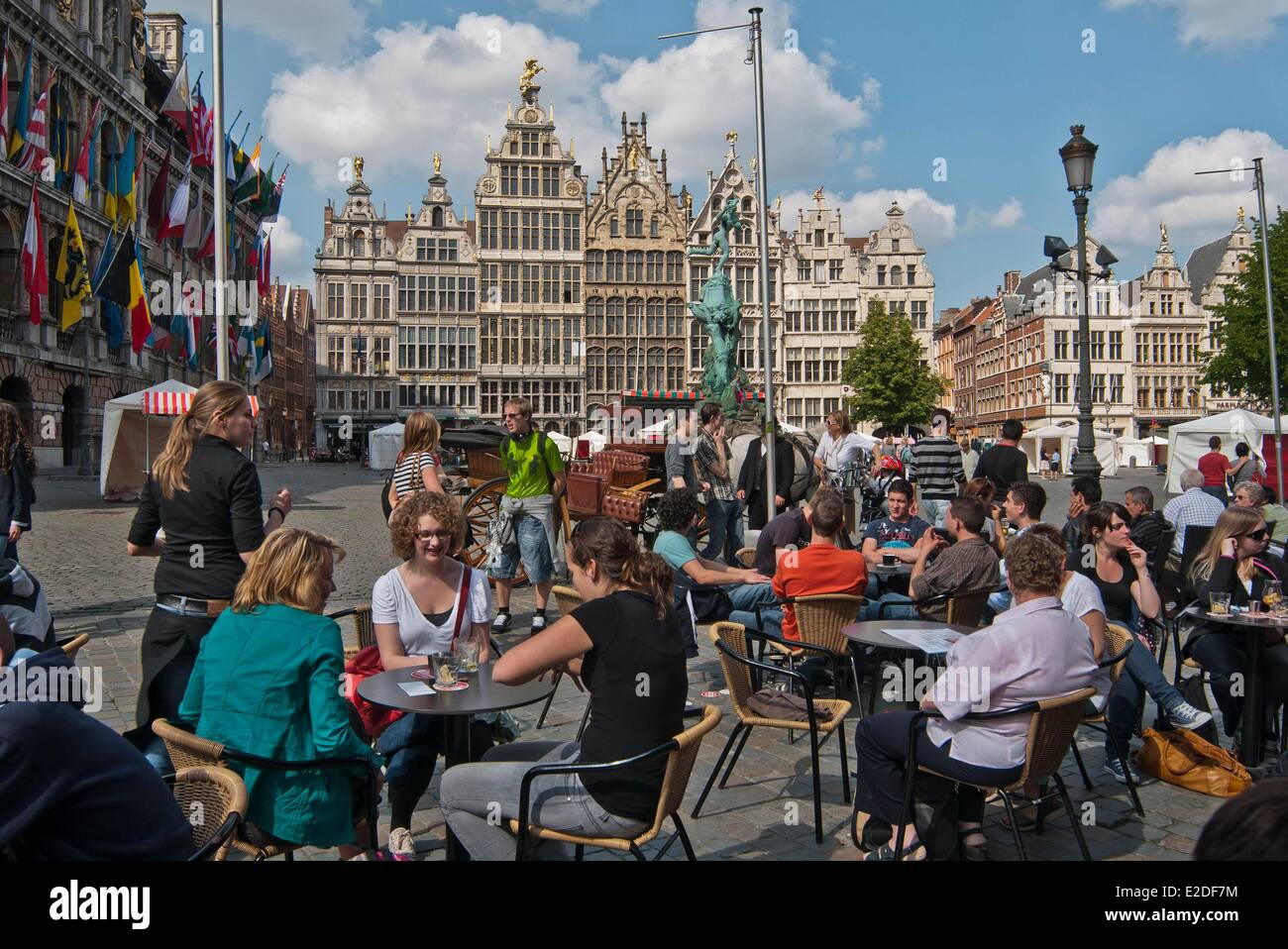 Belgium Flanders Antwerp Grand Place Town Hall Guild Hall Renaissance ...