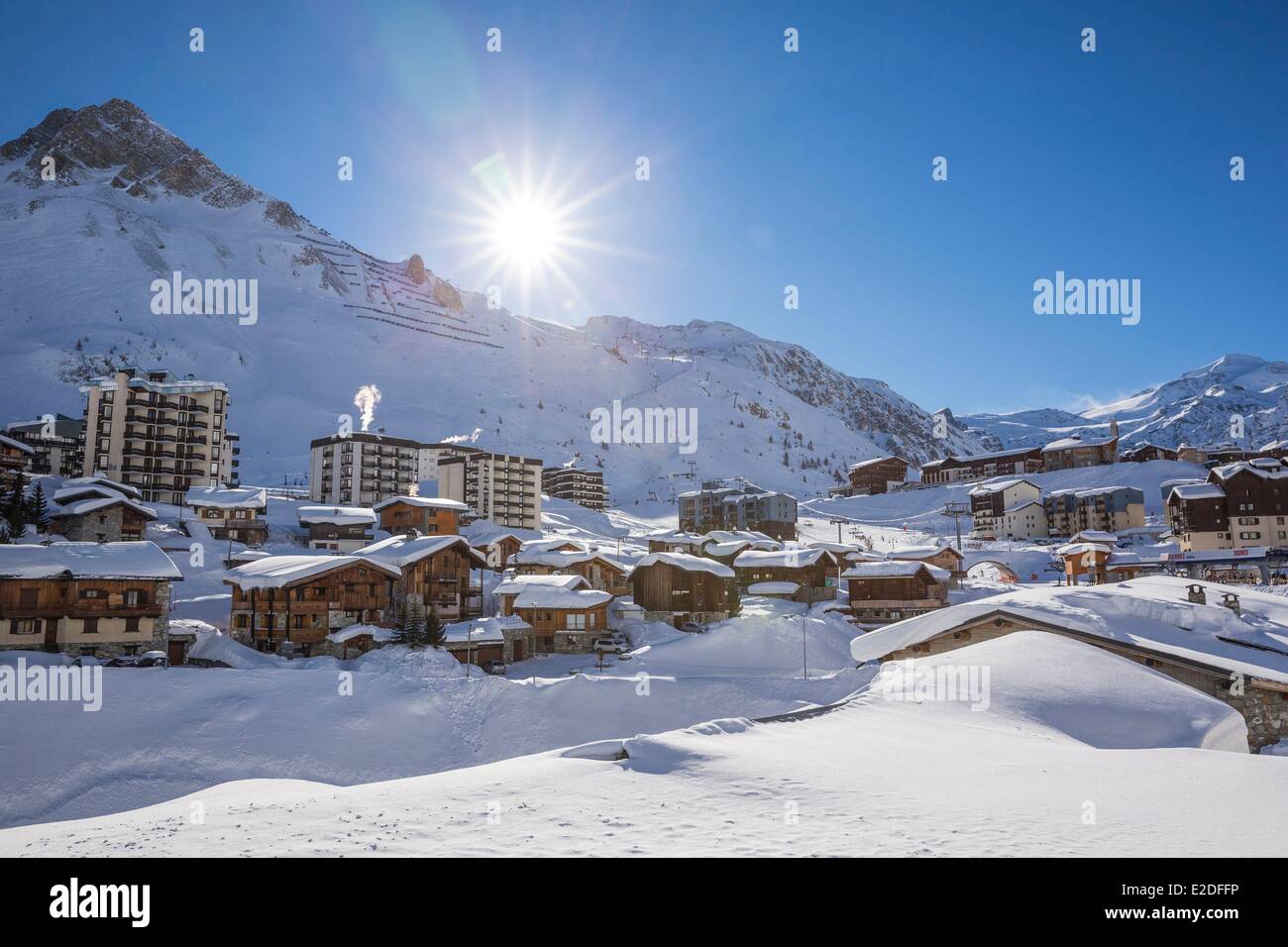 France Savoie Tignes 2100 with a view of the Grande Motte (3656 m ...