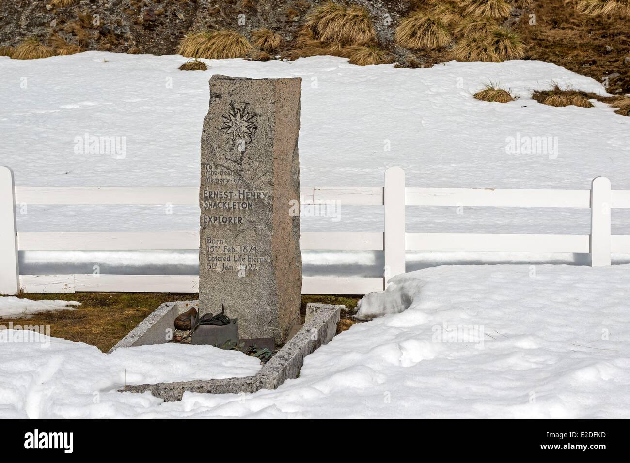 Antarctic, South Georgia Island, Whale station of Grytviken, grave of ...