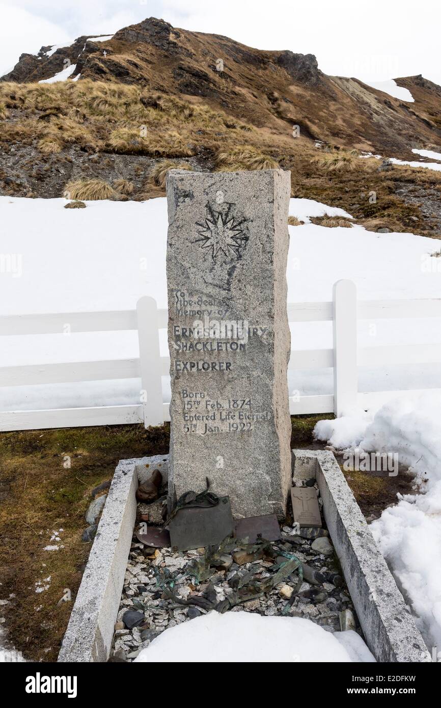 Antarctic, South Georgia Island, Whale station of Grytviken, grave of ...