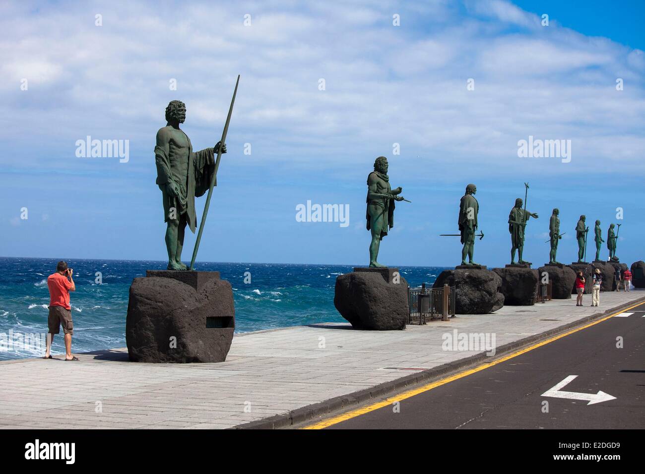 Spain, Canary islands, Tenerife island, Candelaria, statues of Guanches ...