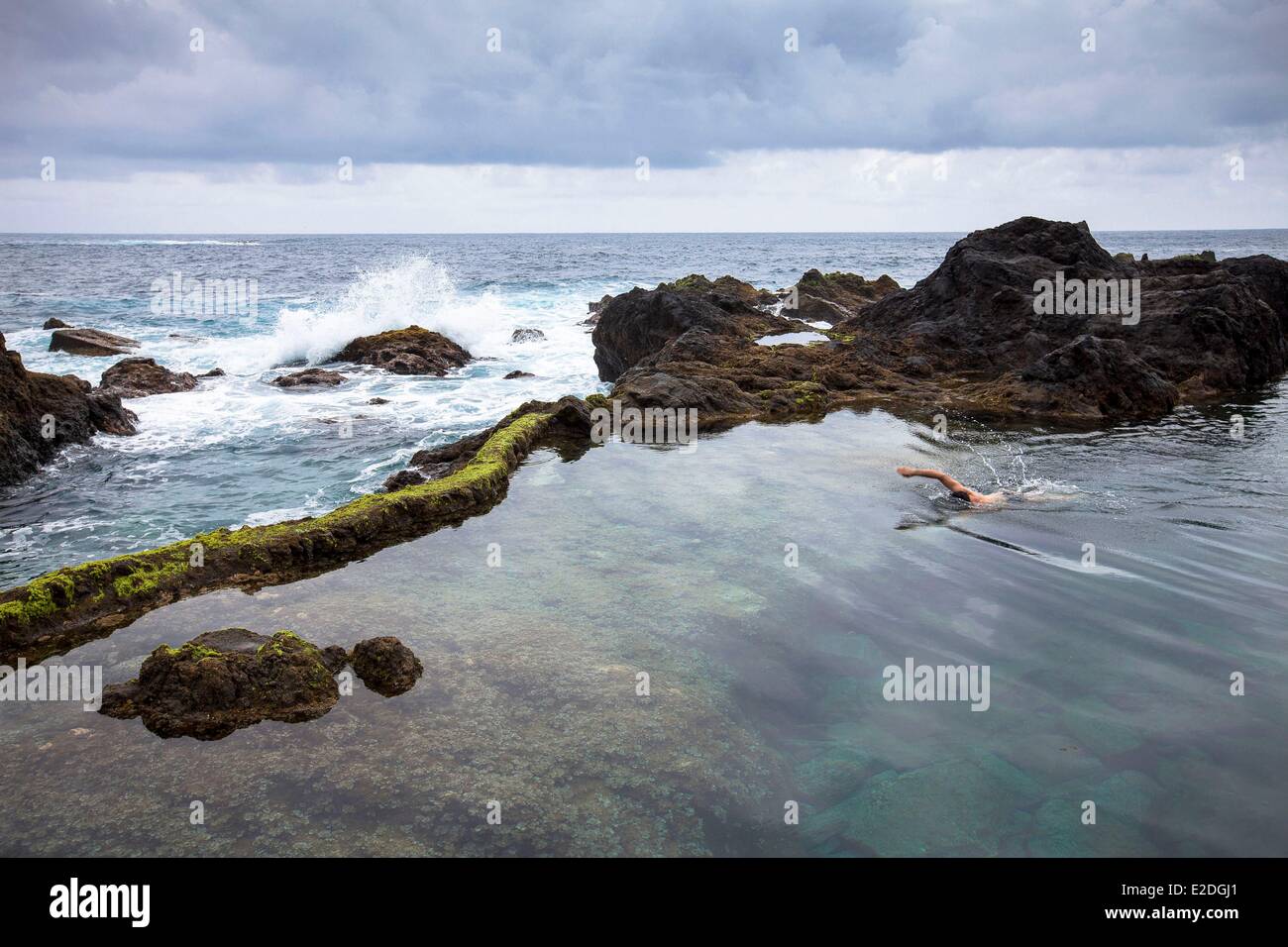 Spain, Canary islands, Tenerife island, Garachico, natural swimming ...