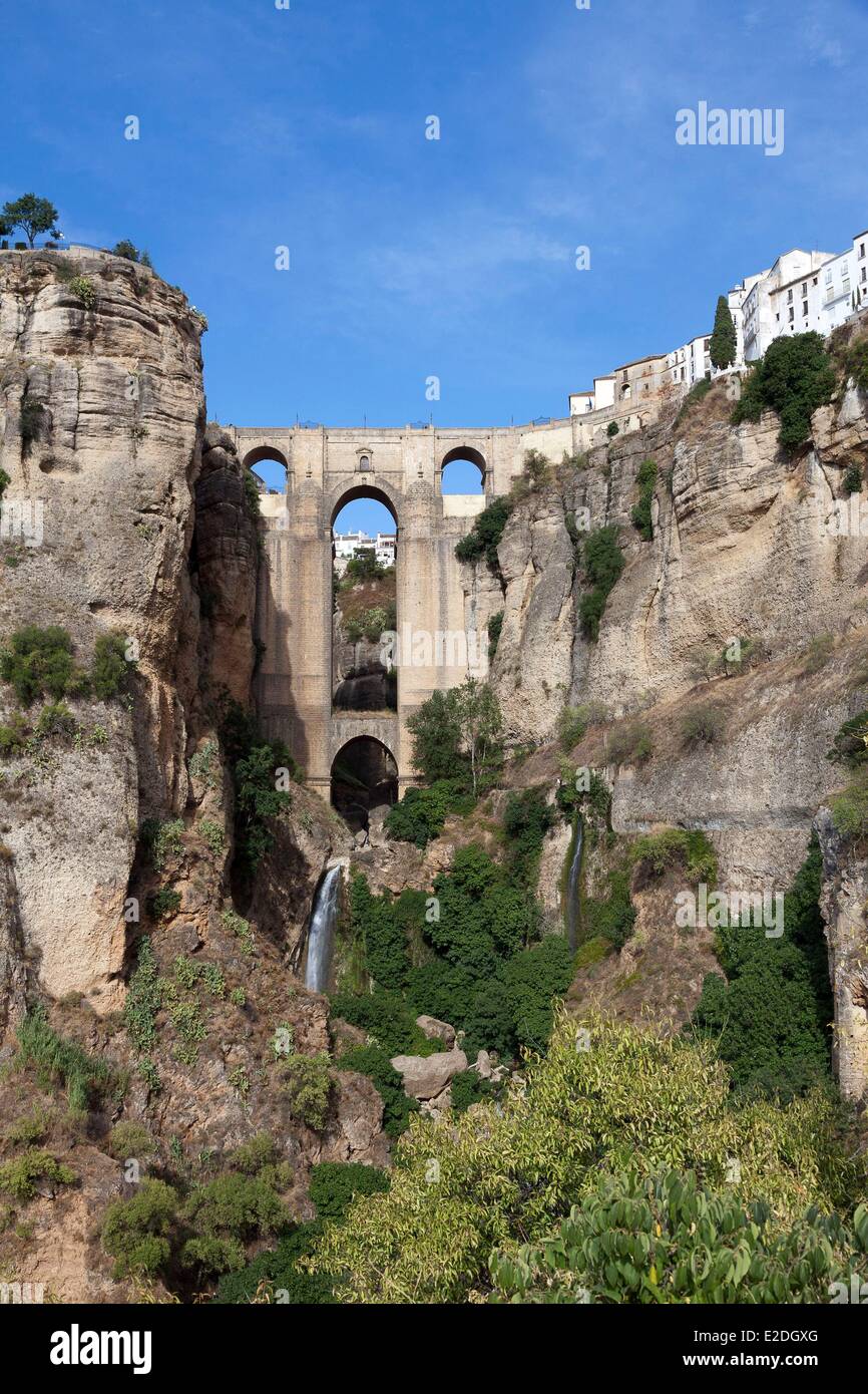Spain, Andalusia, Ronda, Ronda Village and Ponte Nuevo Bridge Stock ...