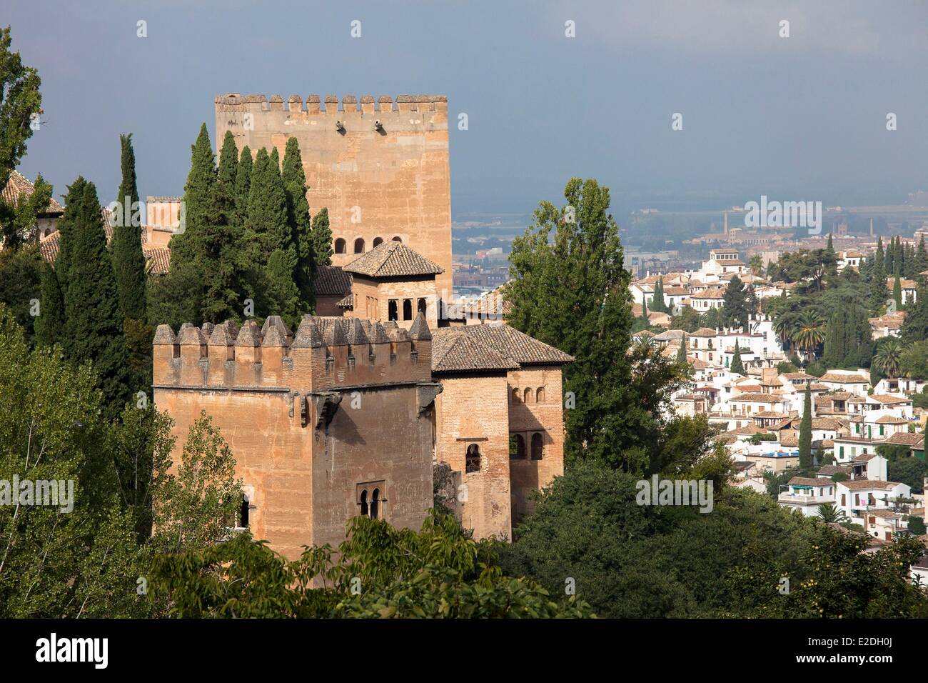Spain, Andalusia, Granada, the Alcazaba of the Alhambra Palace, listed ...