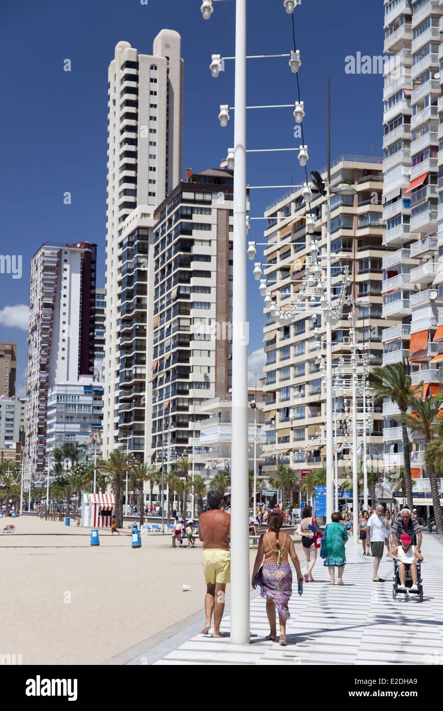 Spain, Valencia Community, Costa Blanca, Benidorm, Cityscape, beach ...