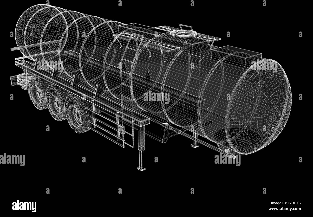 Tanker Truck Isolated Logistics - Trucking body structure , wire model ...