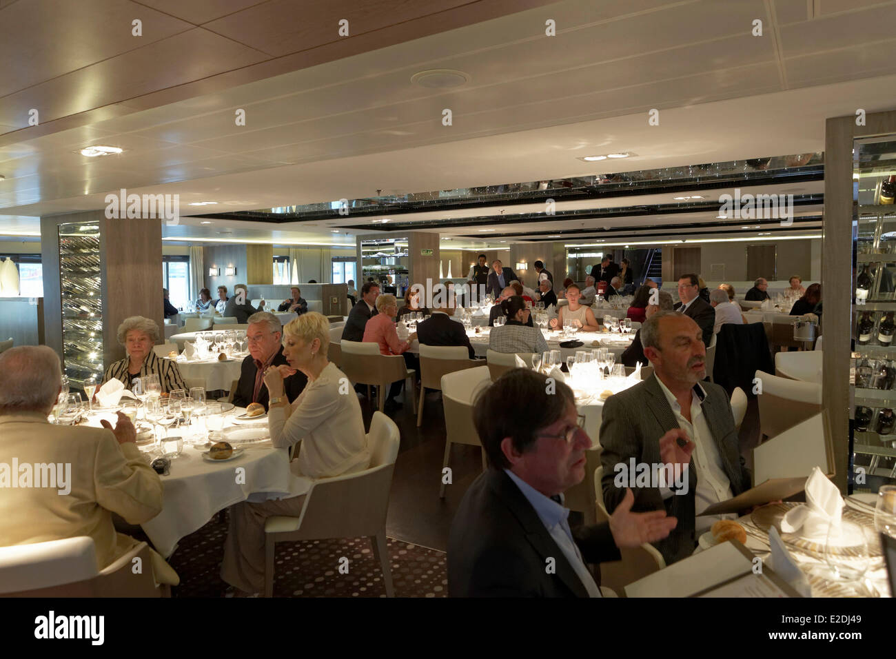 Spain Austral cruise yacht Compagnie du Ponant gourmet restaurant Stock ...