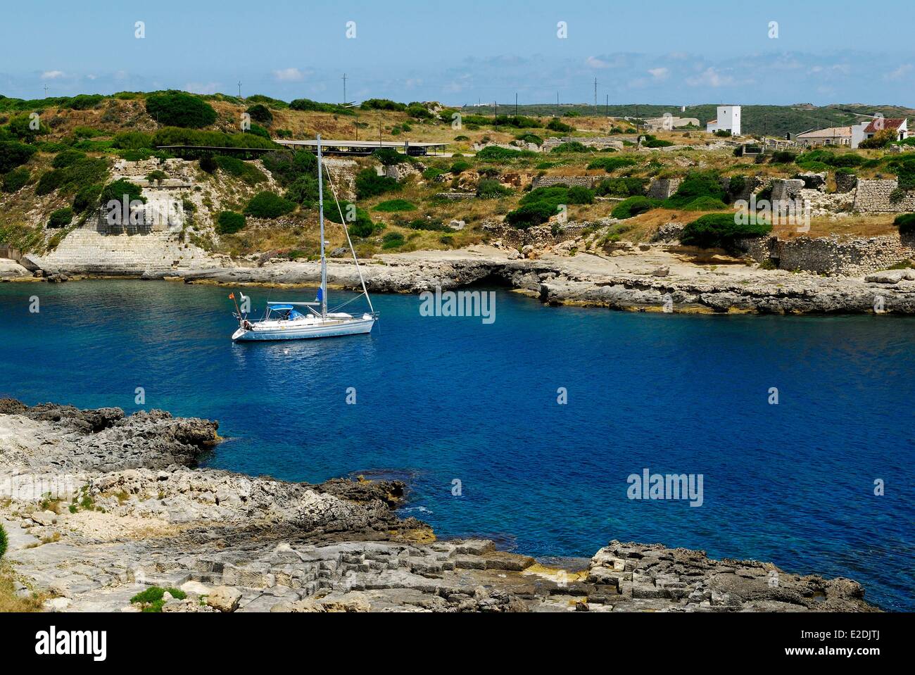 Spain Balearic Islands Menorca Cala Rafalet near Es Castell Stock Photo ...