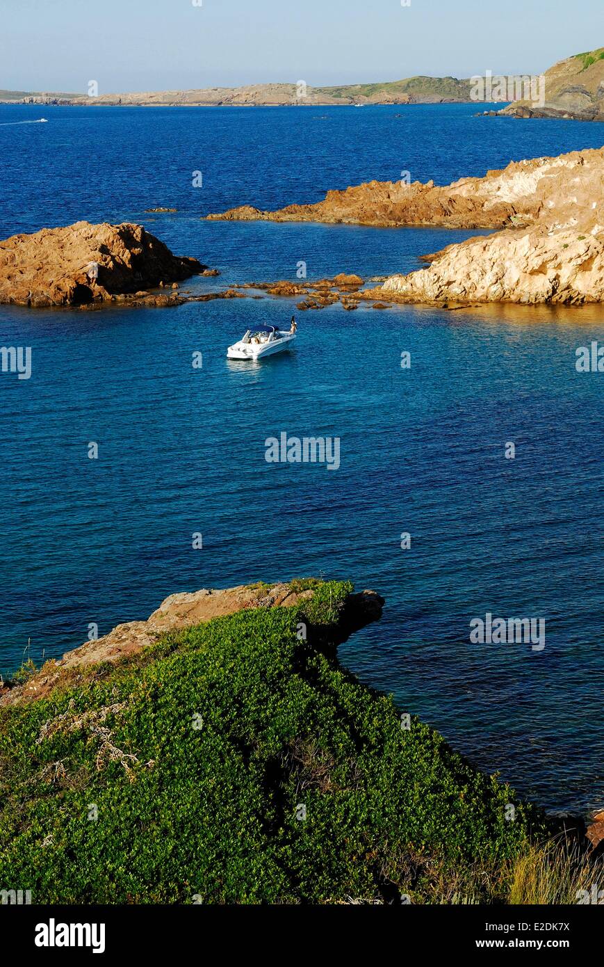 Spain Balearic Islands Menorca Cala Pilar beaches and rocks Stock Photo ...