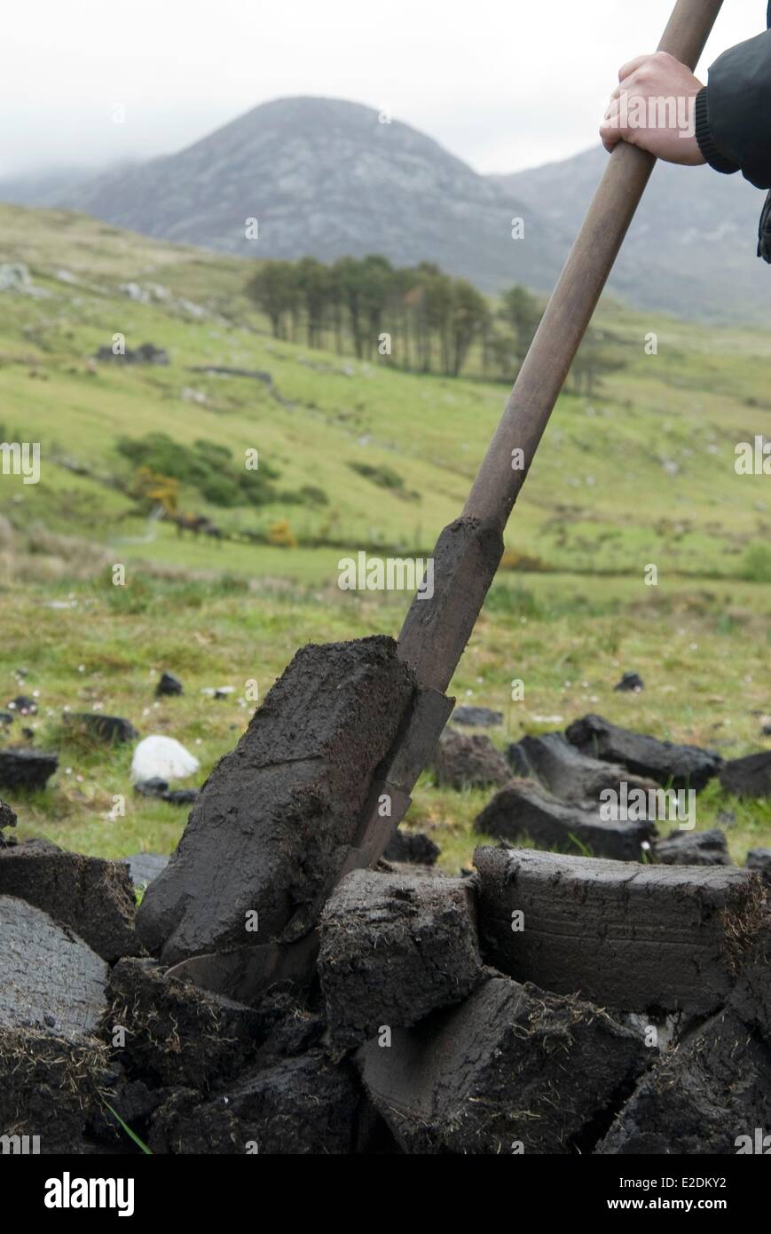 Ireland Galway County Clifden Connemara bog cut of the peat Stock Photo ...