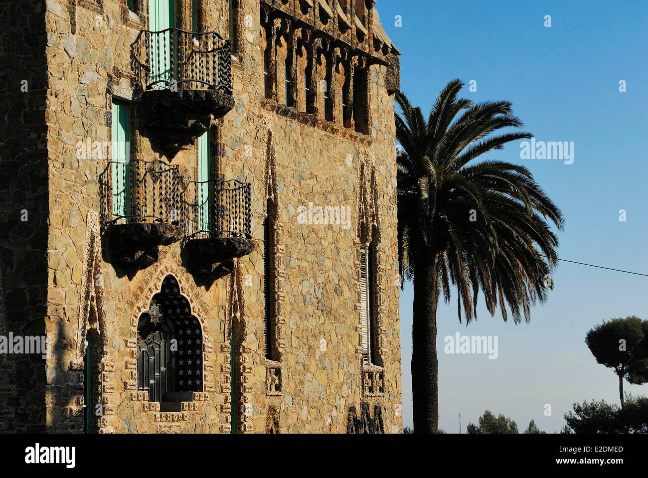 Spain Catalonia Barcelona Bellesguard tower also known as Casa Figueras ...
