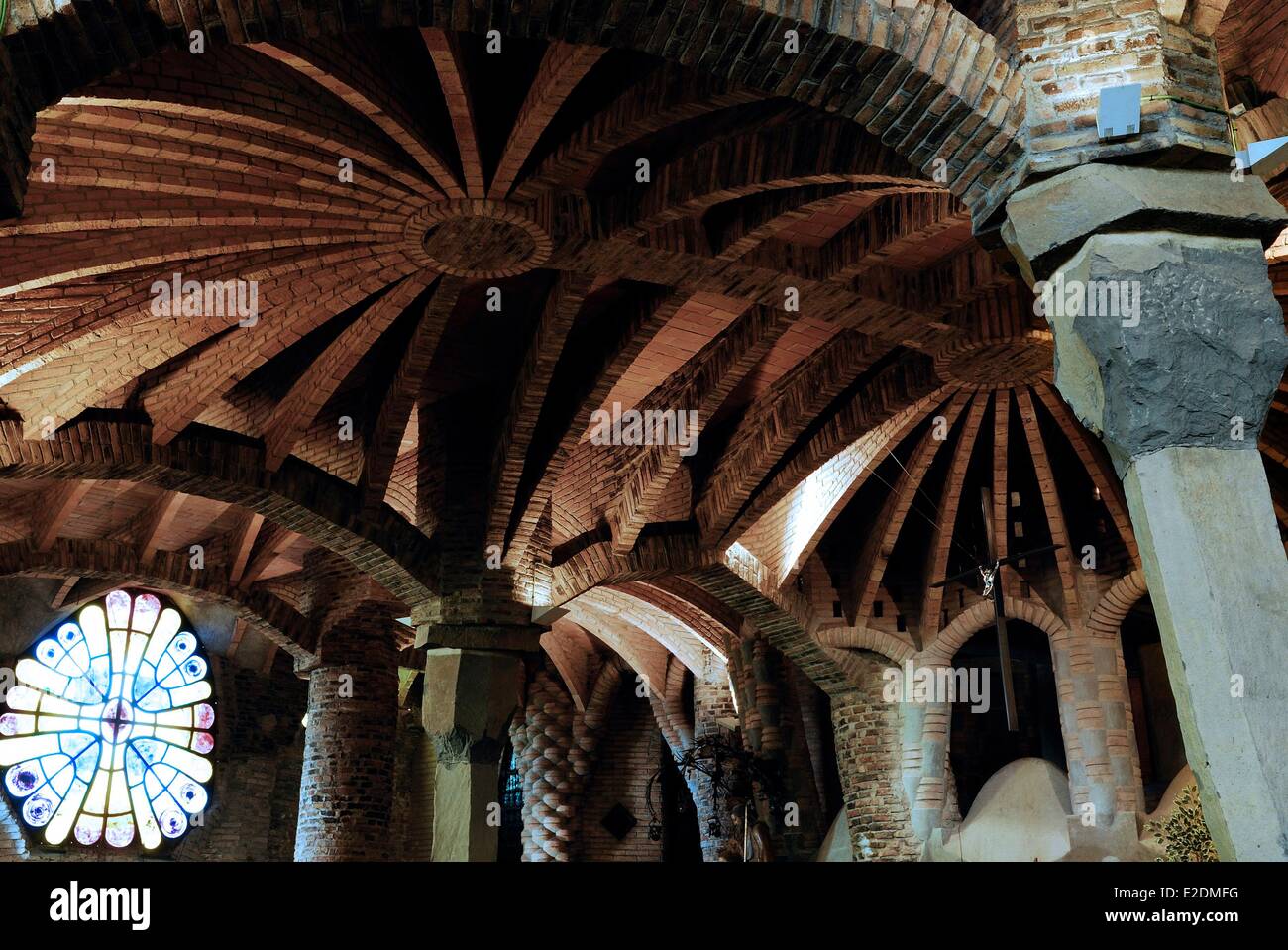Spain Catalonia Santa Coloma de Cervello the church of Colonia Guell ...