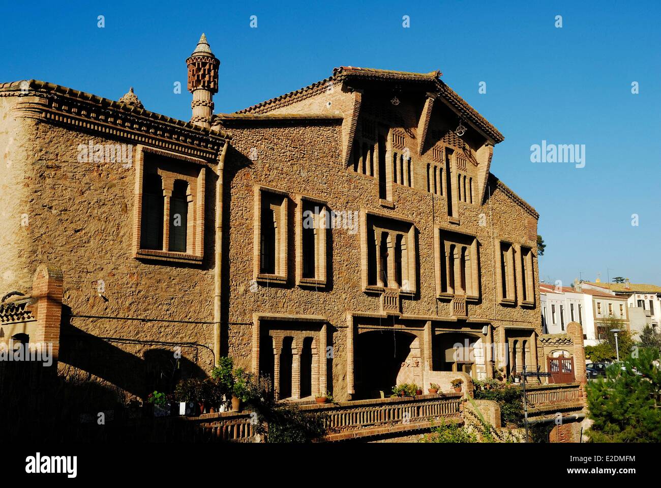 Spain Catalonia Santa Coloma de Cervello a building of Colonia Guell ...