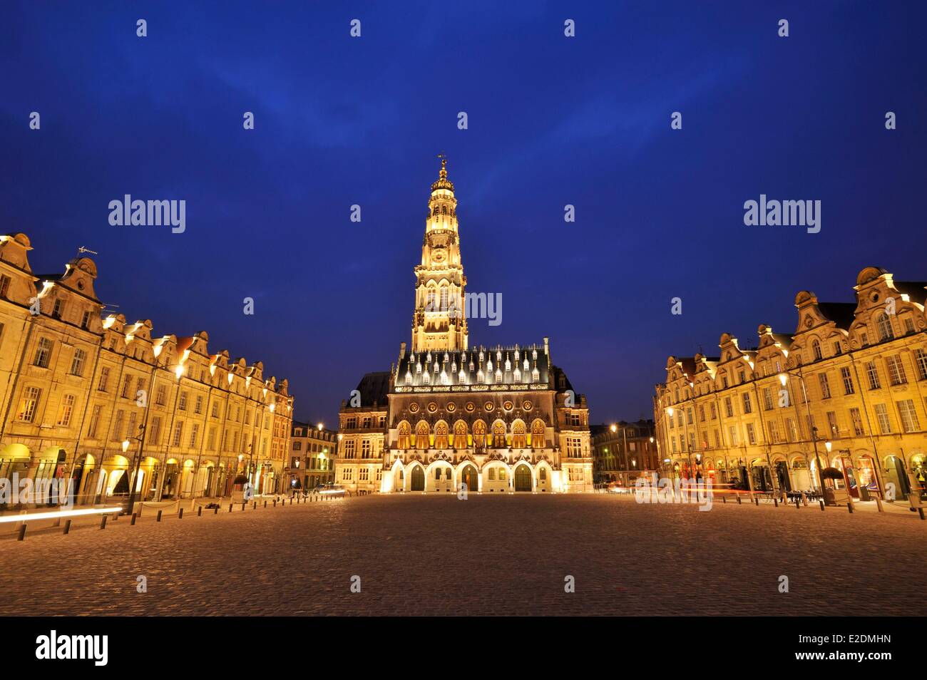 France Pas de Calais Arras Place des Heros Town Hall at night topped ...