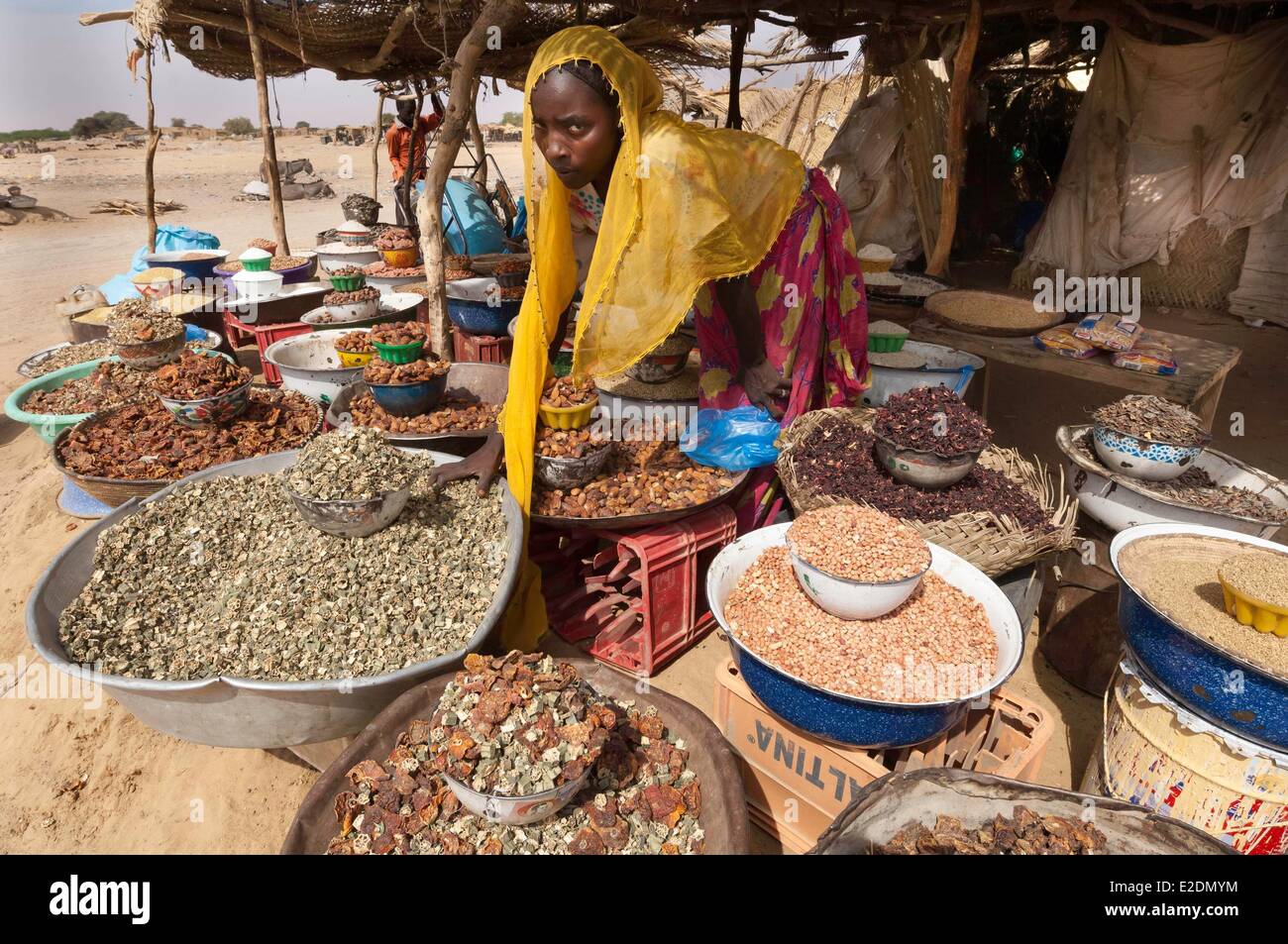 Chad Southern Sahara desert Ennedi massif Kalait spice market Stock ...