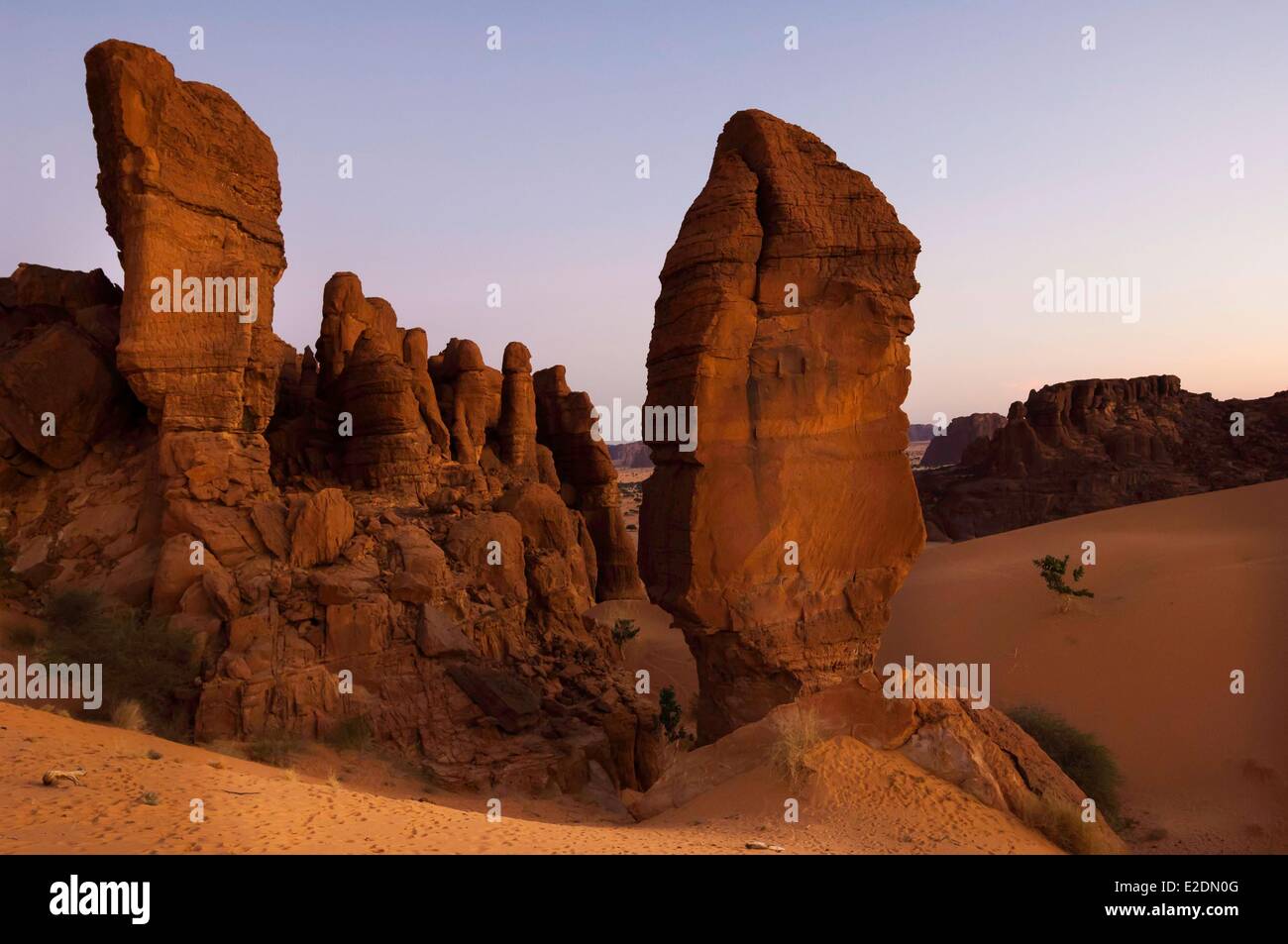 Chad Southern Sahara desert Ennedi massif Archei dunes and sandstone ...