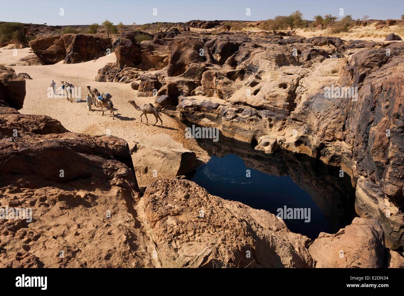 Chad Southern Sahara desert Ennedi massif Tobocou guelta or water ...