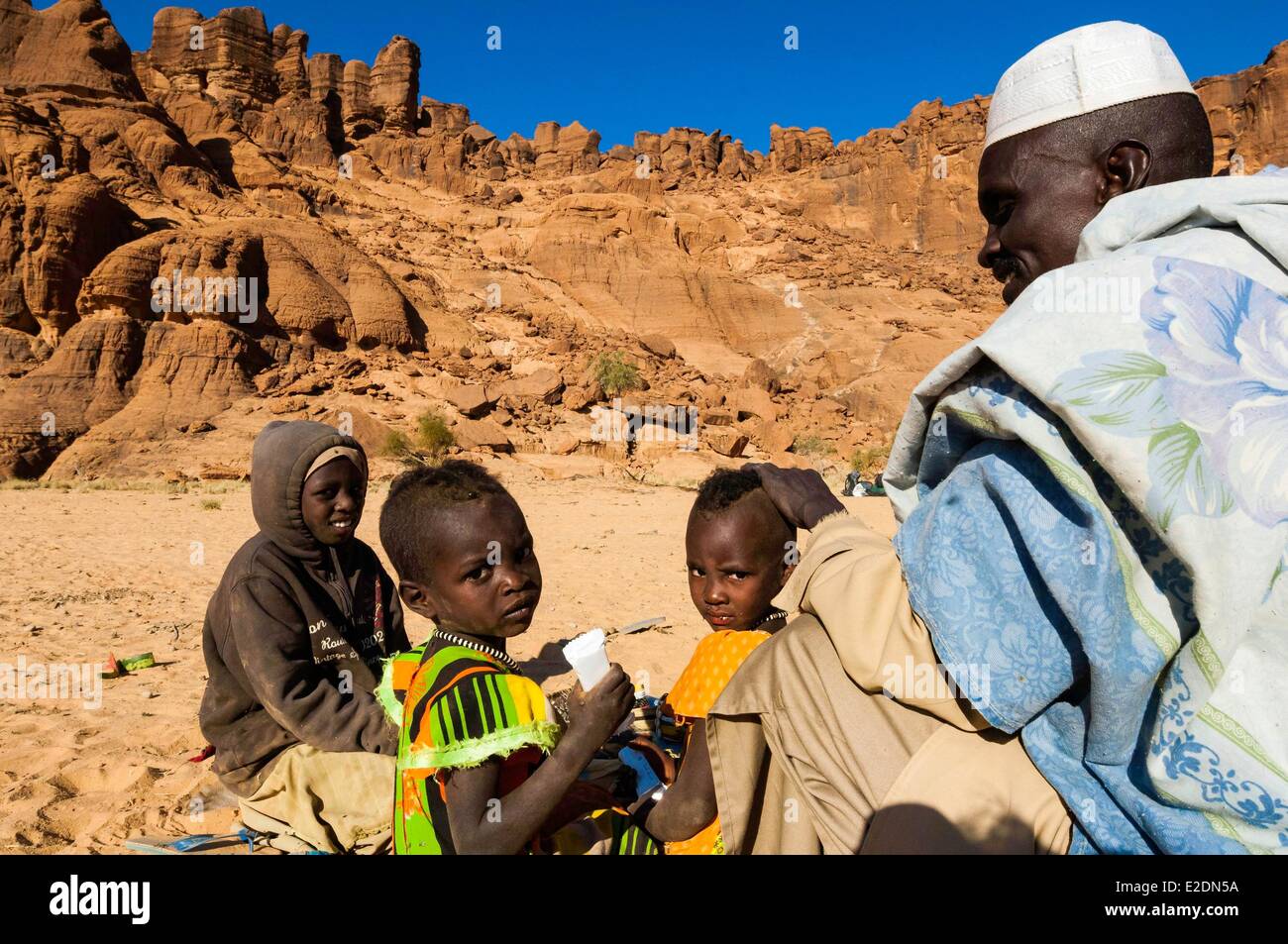 Chad Southern Sahara desert Ennedi massif Archei Toubou nomad camp ...