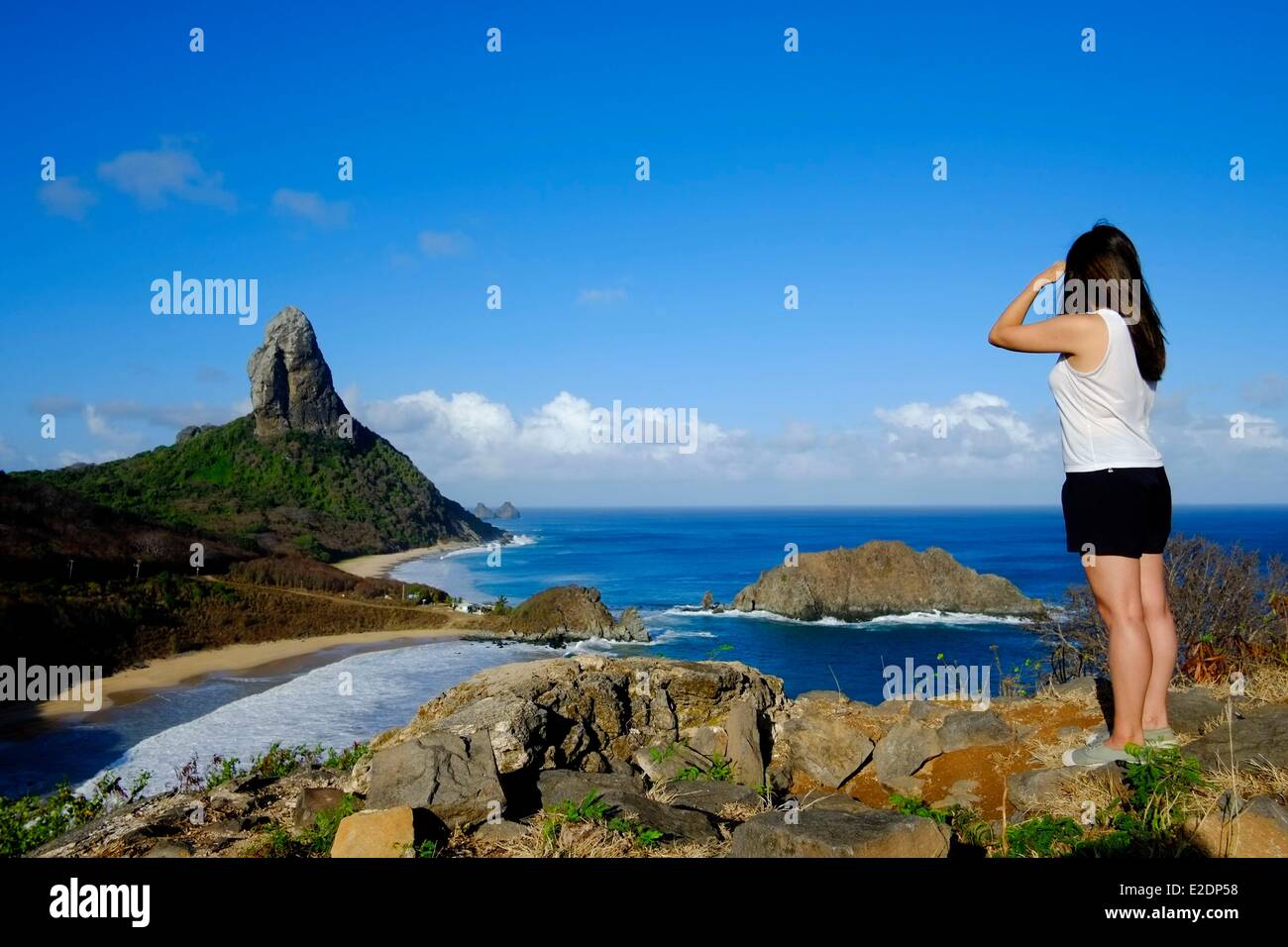Brazil Pernambuco state island Fernando de Noronha Conceicao beach and ...