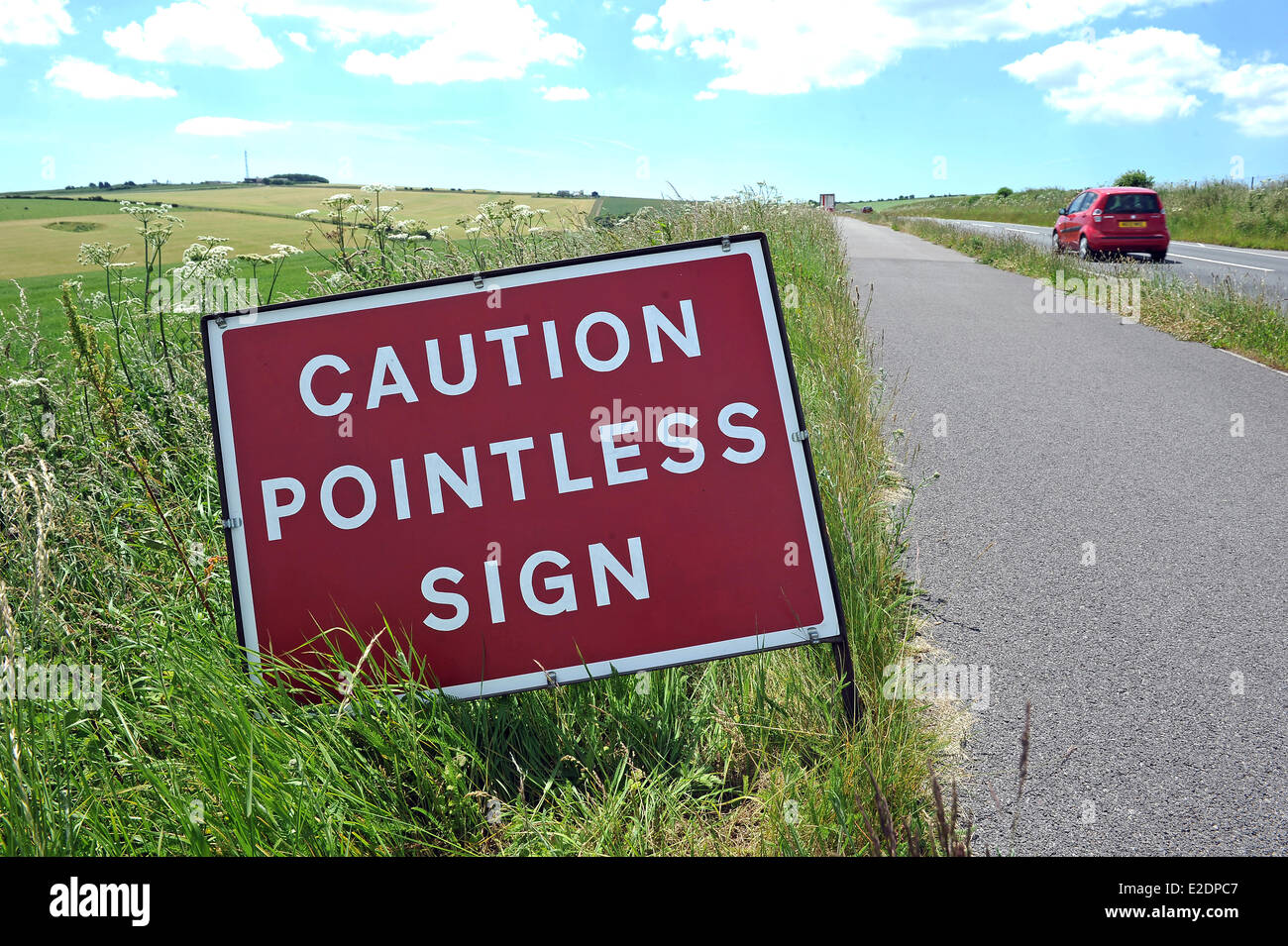 Pointless road sign, humorous road sign, UK Stock Photo - Alamy