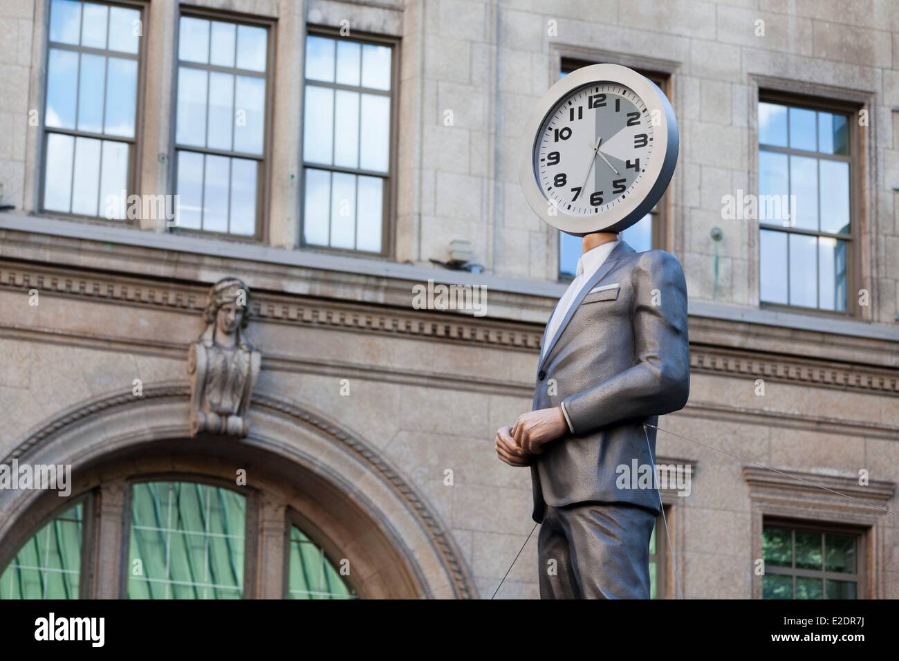 Canada Quebec province Montreal Downtown watch on a statue Stock Photo ...