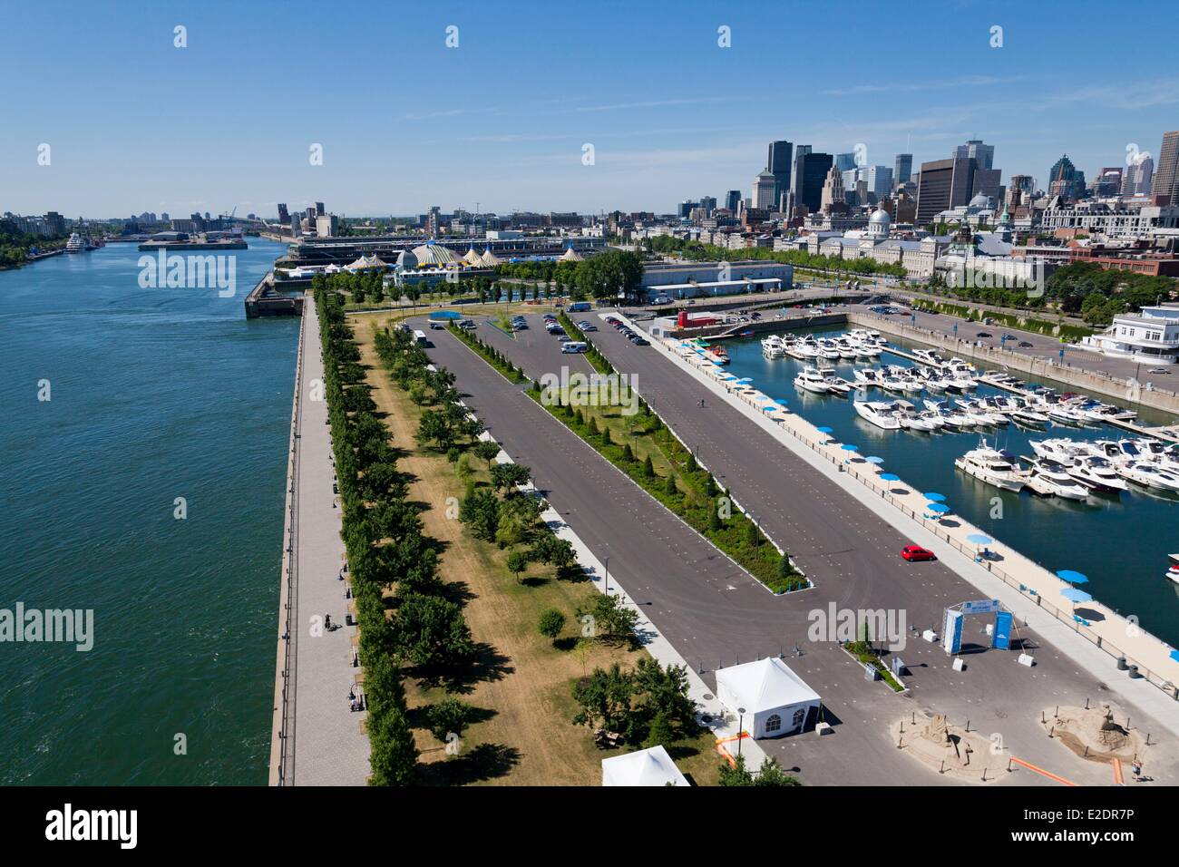 Canada Quebec province Montreal Old Port the marina the city center and ...