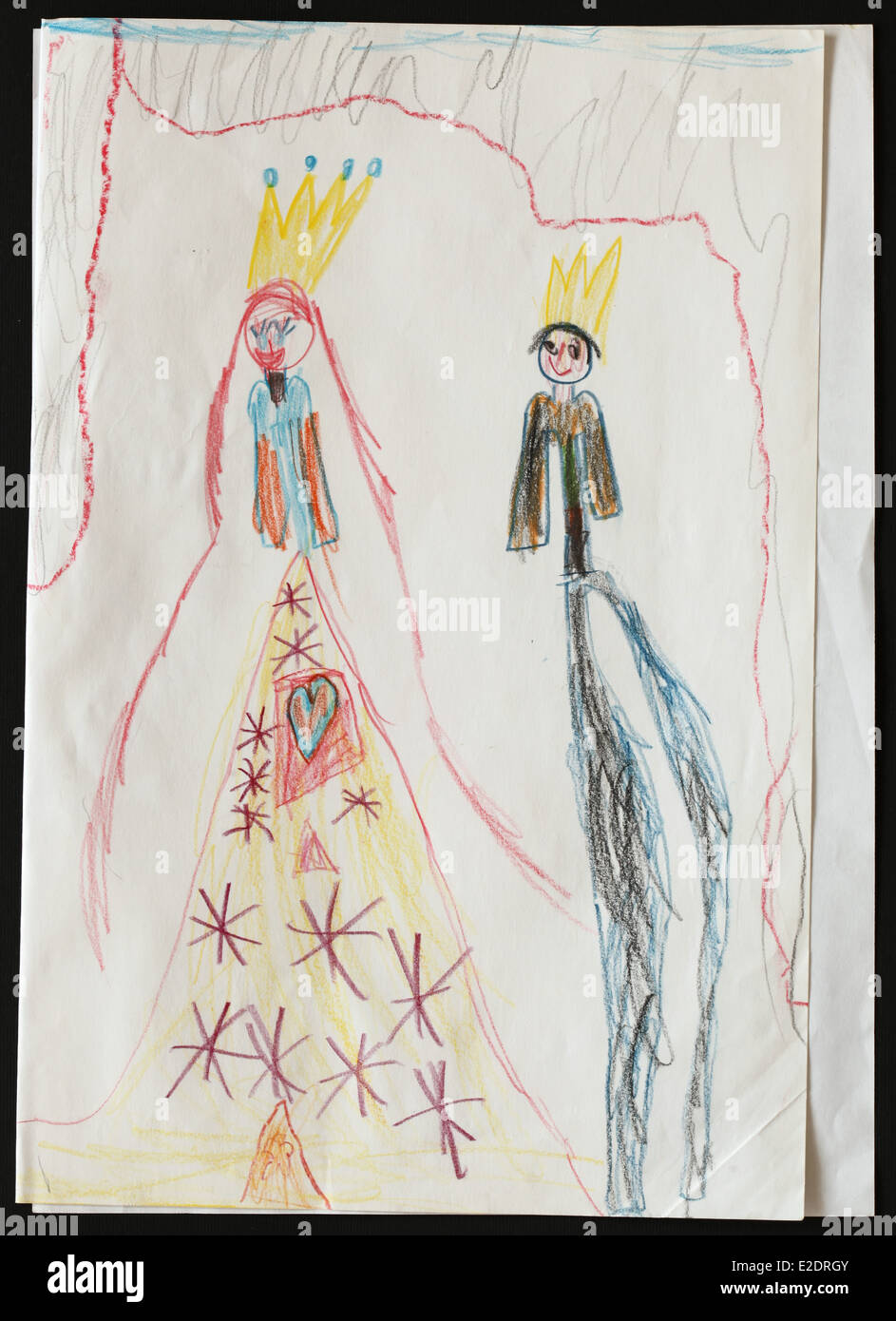 Original child's drawing of a king and queen drawn by a five-year-old ...