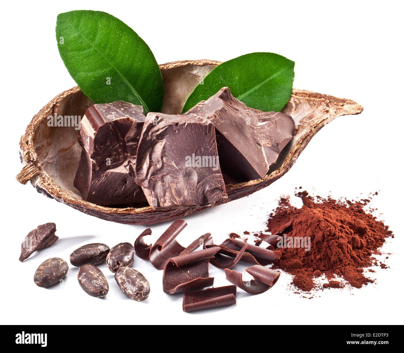 Chocolate blocks isolated on a white background Stock Photo - Alamy