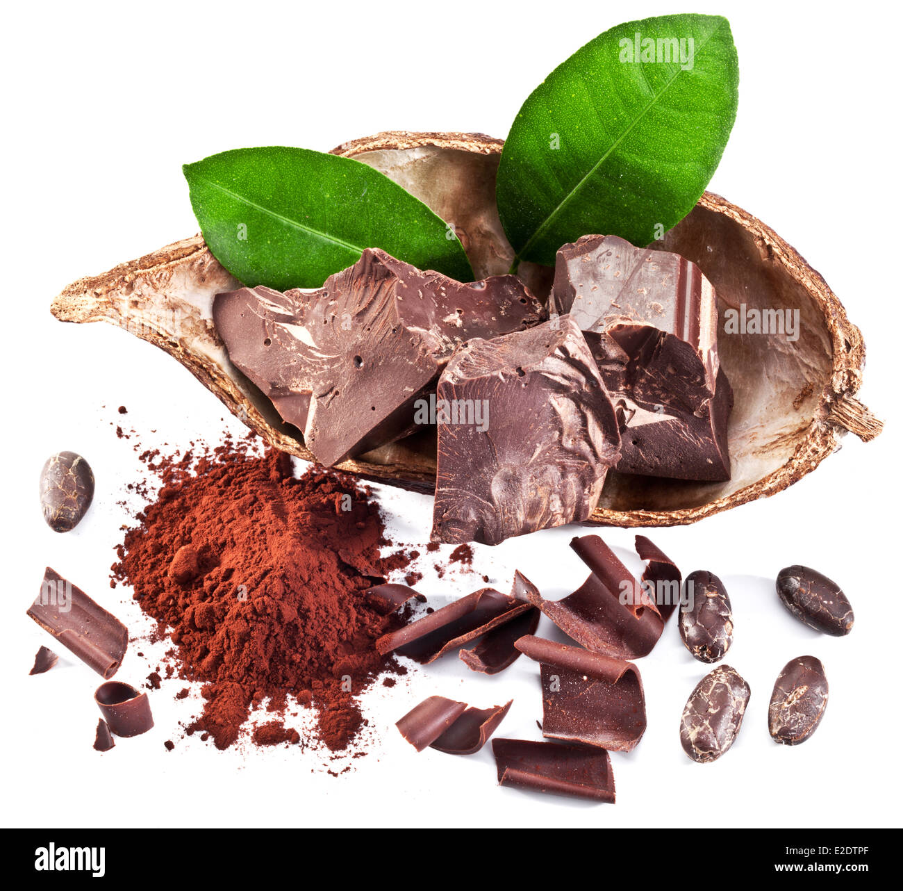 Chocolate blocks isolated on a white background Stock Photo - Alamy