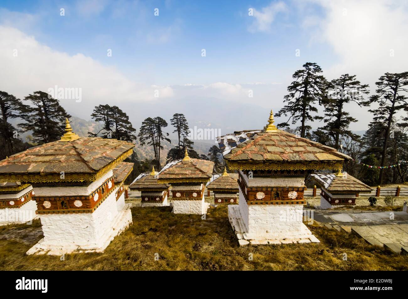 Bhutan,Timphu Dochu La pass monument of the 108 stupa Stock Photo - Alamy