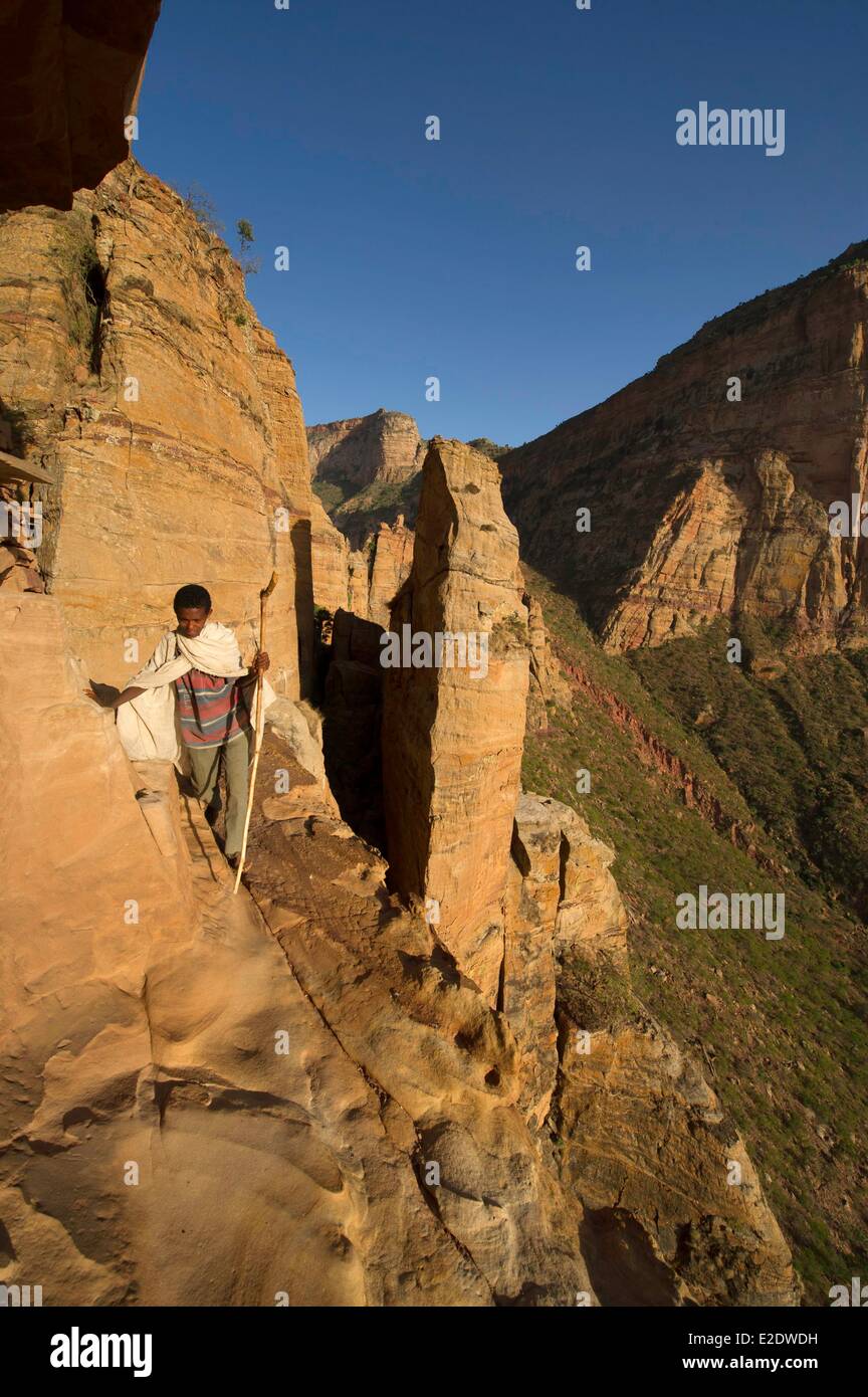 Ethiopiia Tigray Gheralta range rock hewn church of Abuna Yemata Guh ...