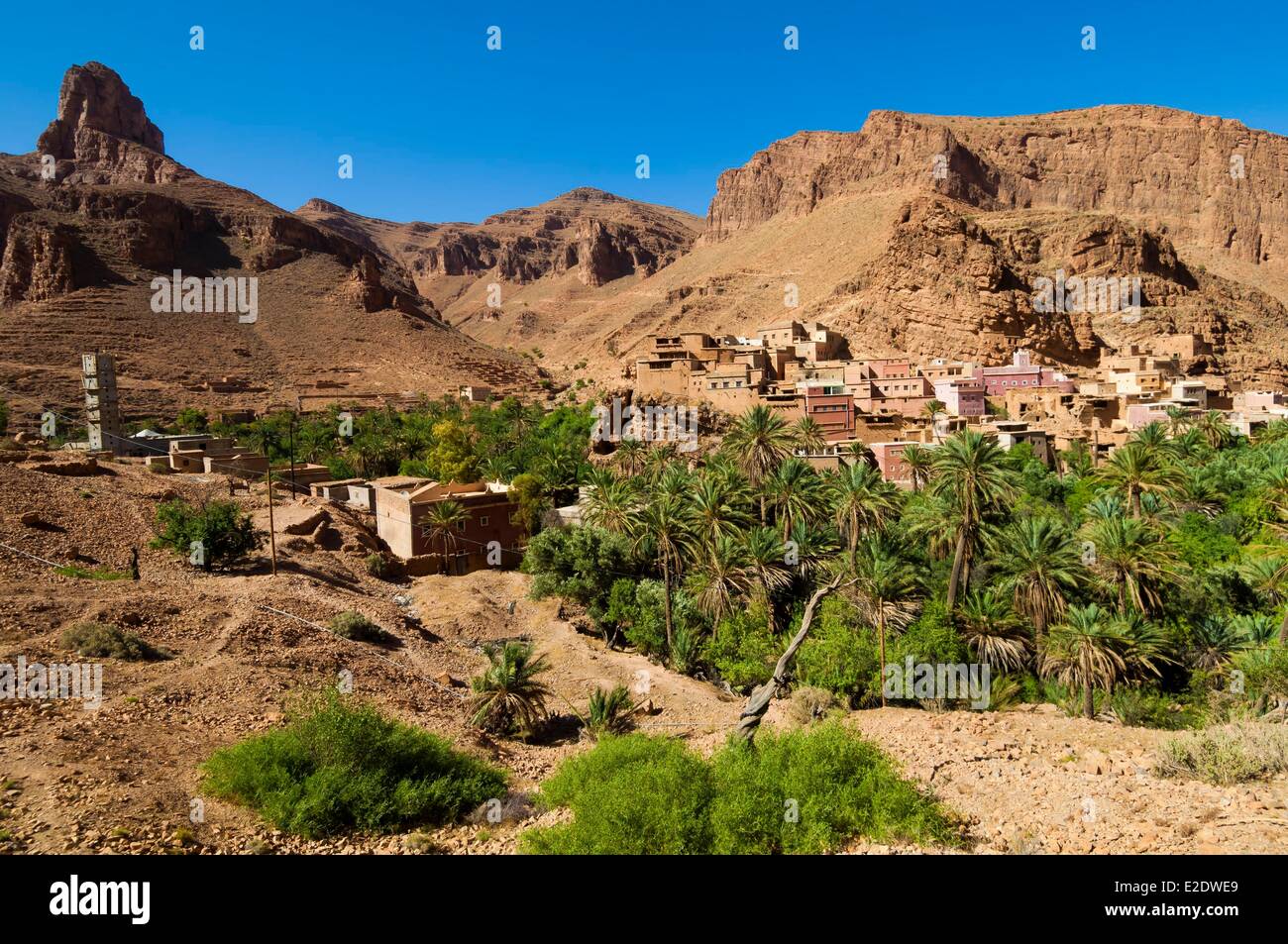 Morocco Anti Atlas Tafraoute gorges and village of Ait Mansour Stock ...