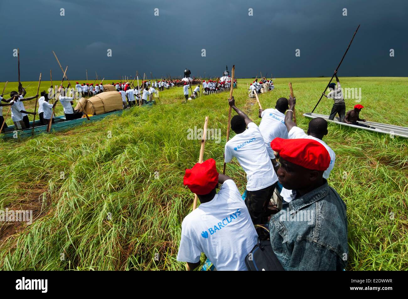 Zambia Barotseland plain Kuomboka festival crossing of the swamps by ...