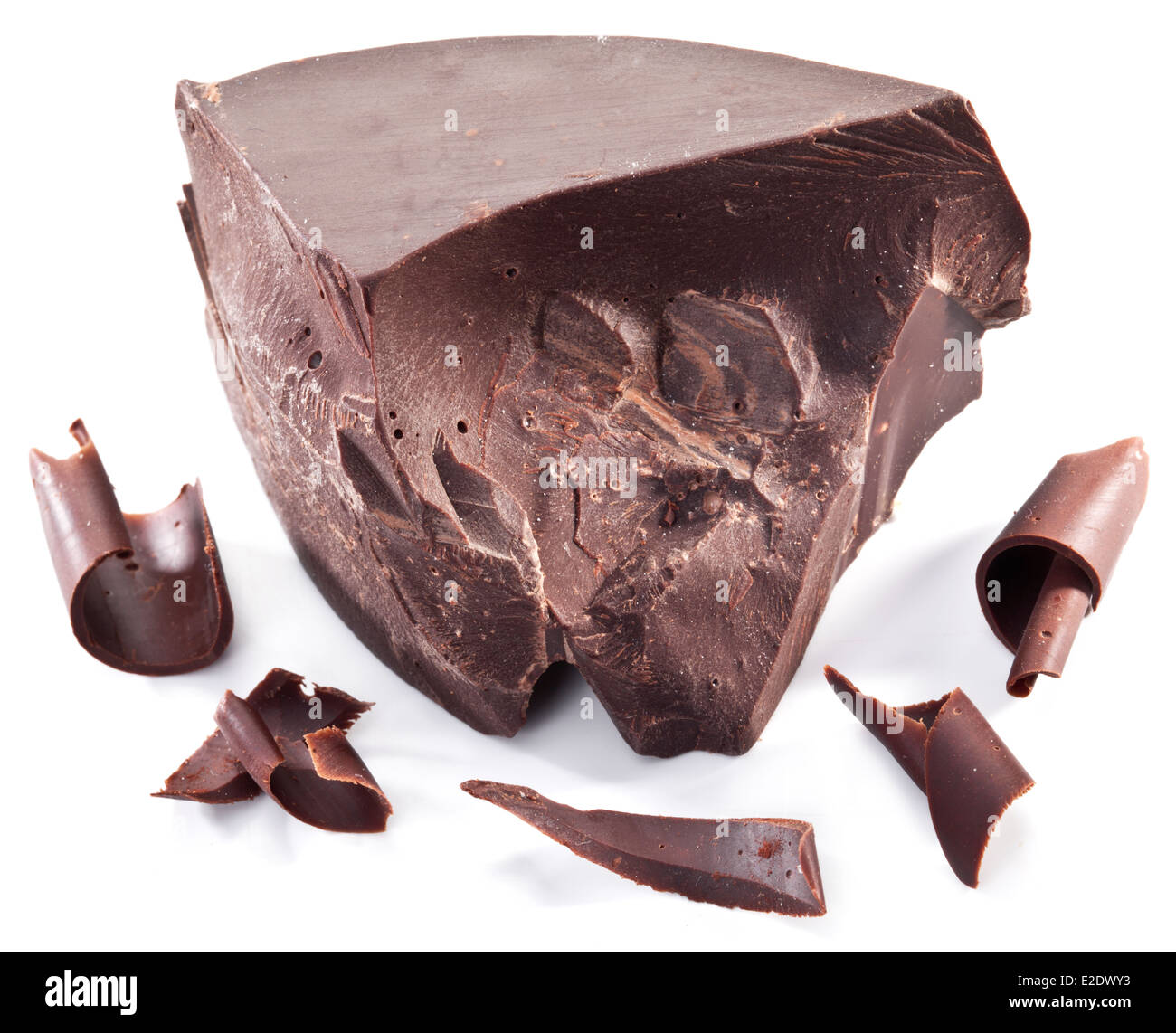 Chocolate block and chips near it isolated on a white background Stock ...
