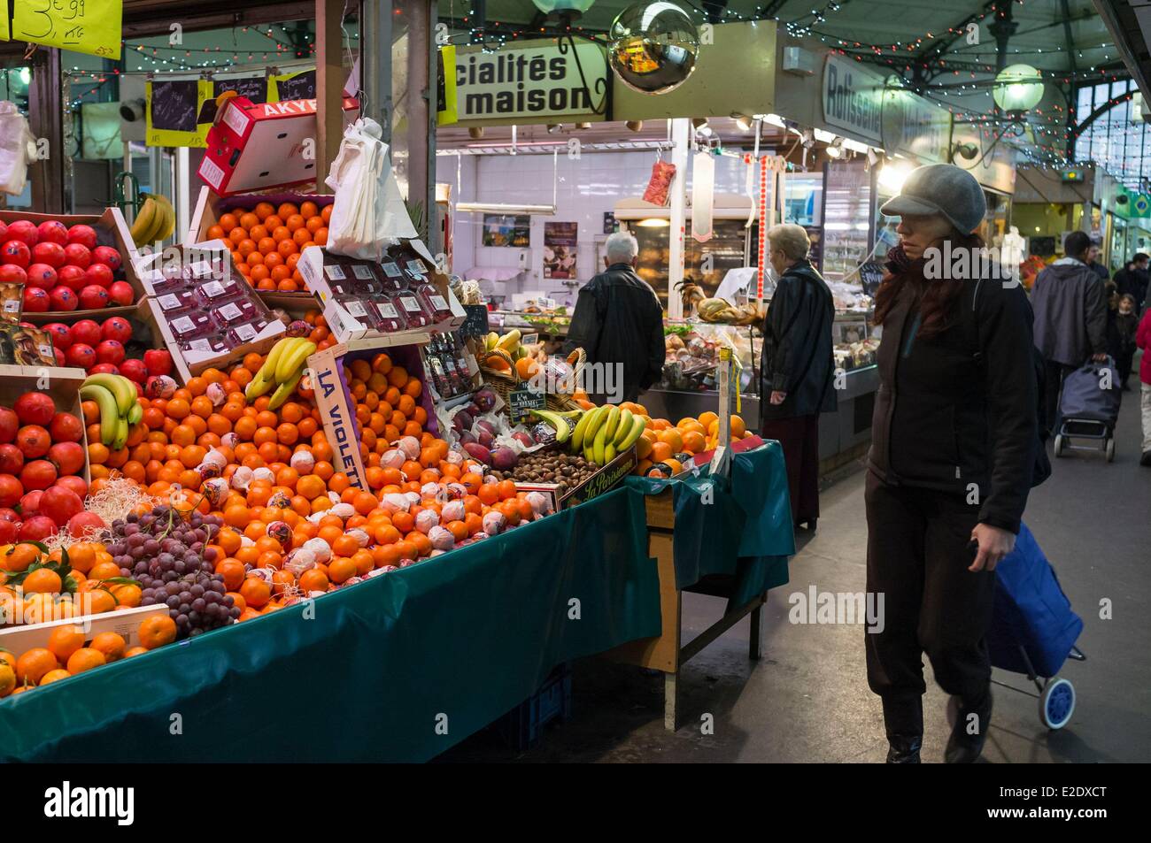 France Paris St Quentin covered market Stock Photo - Alamy