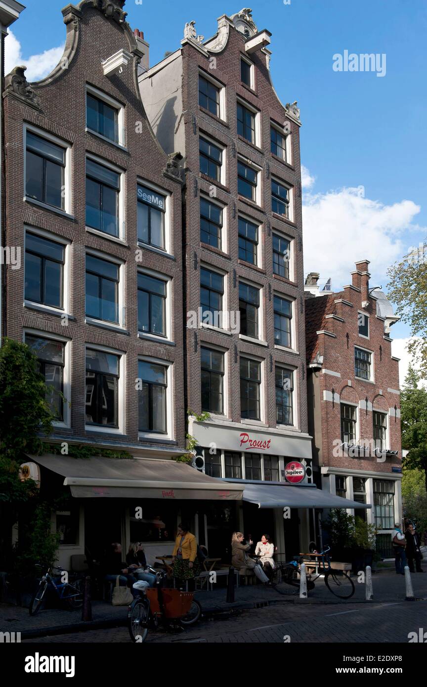 Netherlands Amsterdam facade of traditional building street Westers ...