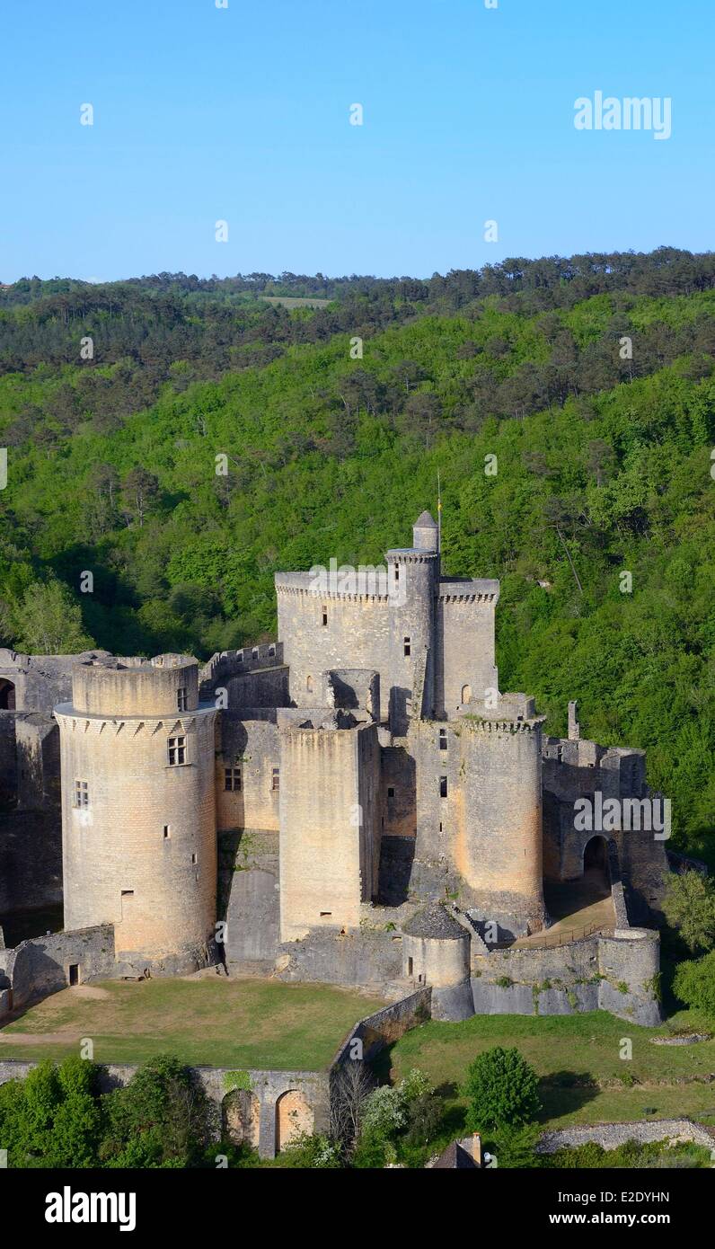 France Lot-et-Garonne the castle of Bonaguil (aerial view Stock Photo ...