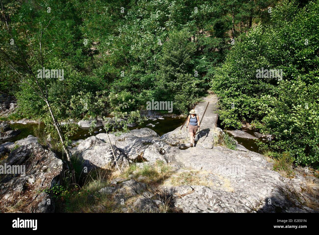 France Ardeche Payzac hiking track between Champmajour and Bres Stock ...