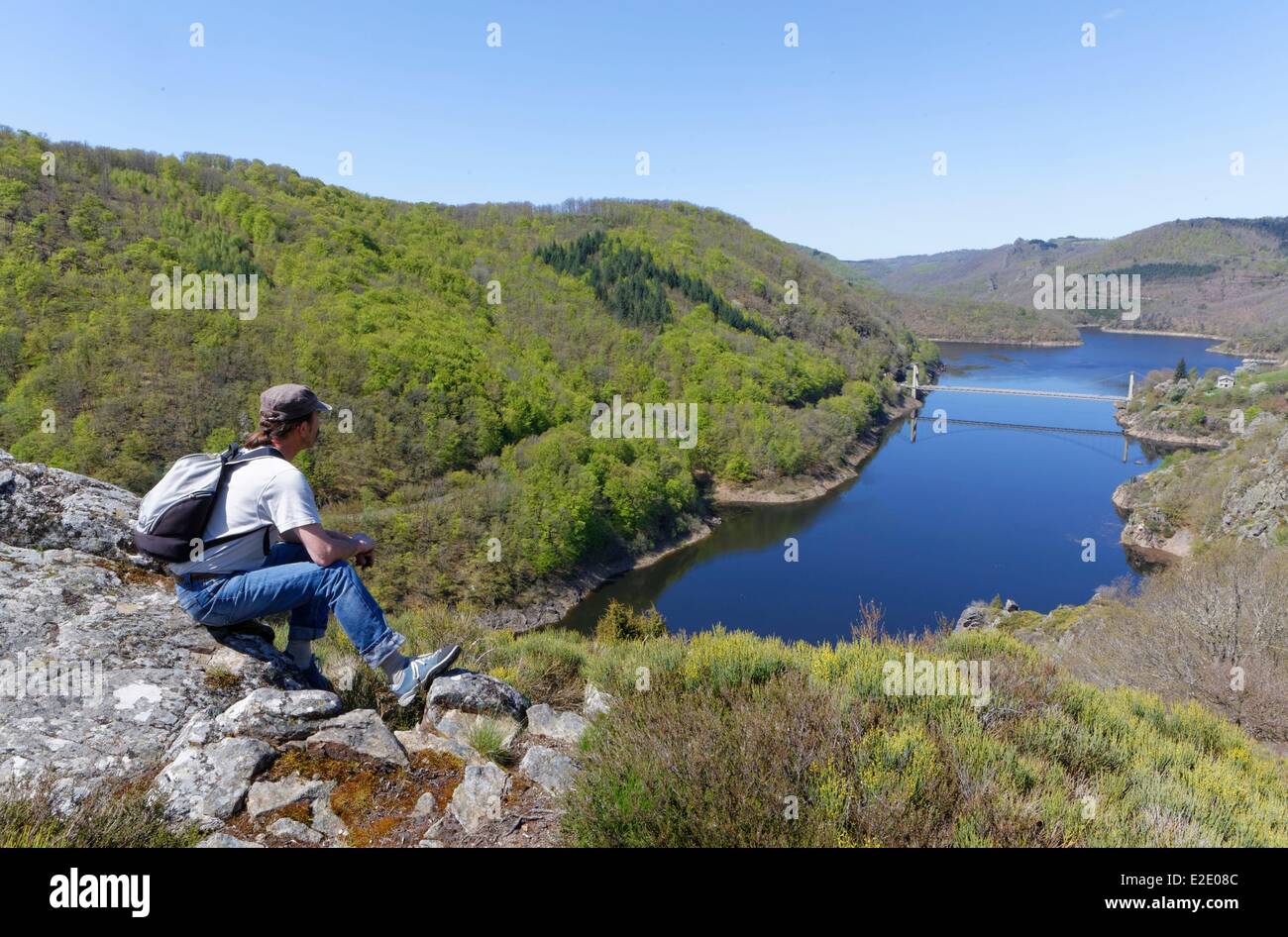 France Cantal Gorges de la Truyere Truyere Gorges Treboul bridge Stock ...