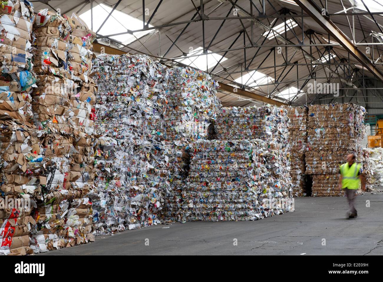 France Puy de Dome plastic and cardboard bales household-waste sorting ...