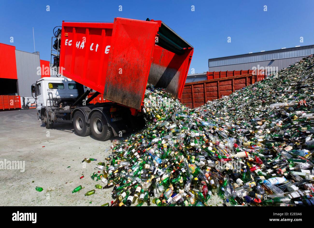France Puy de Dome glass bottles recycling household-waste sorting ...