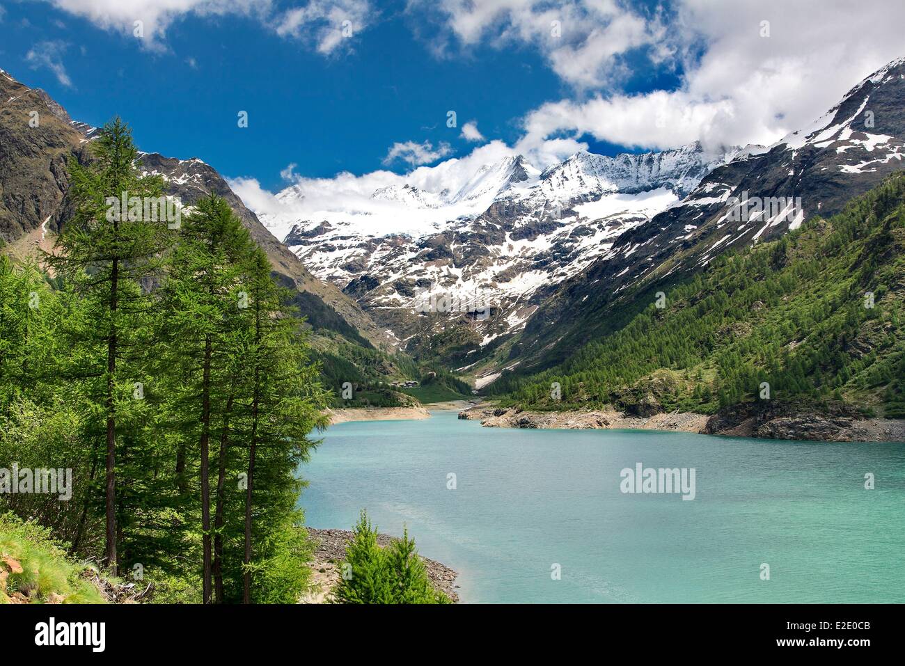 Italy Val d'Aoste Valpelline Valley walking at the place Moulin Lake ...