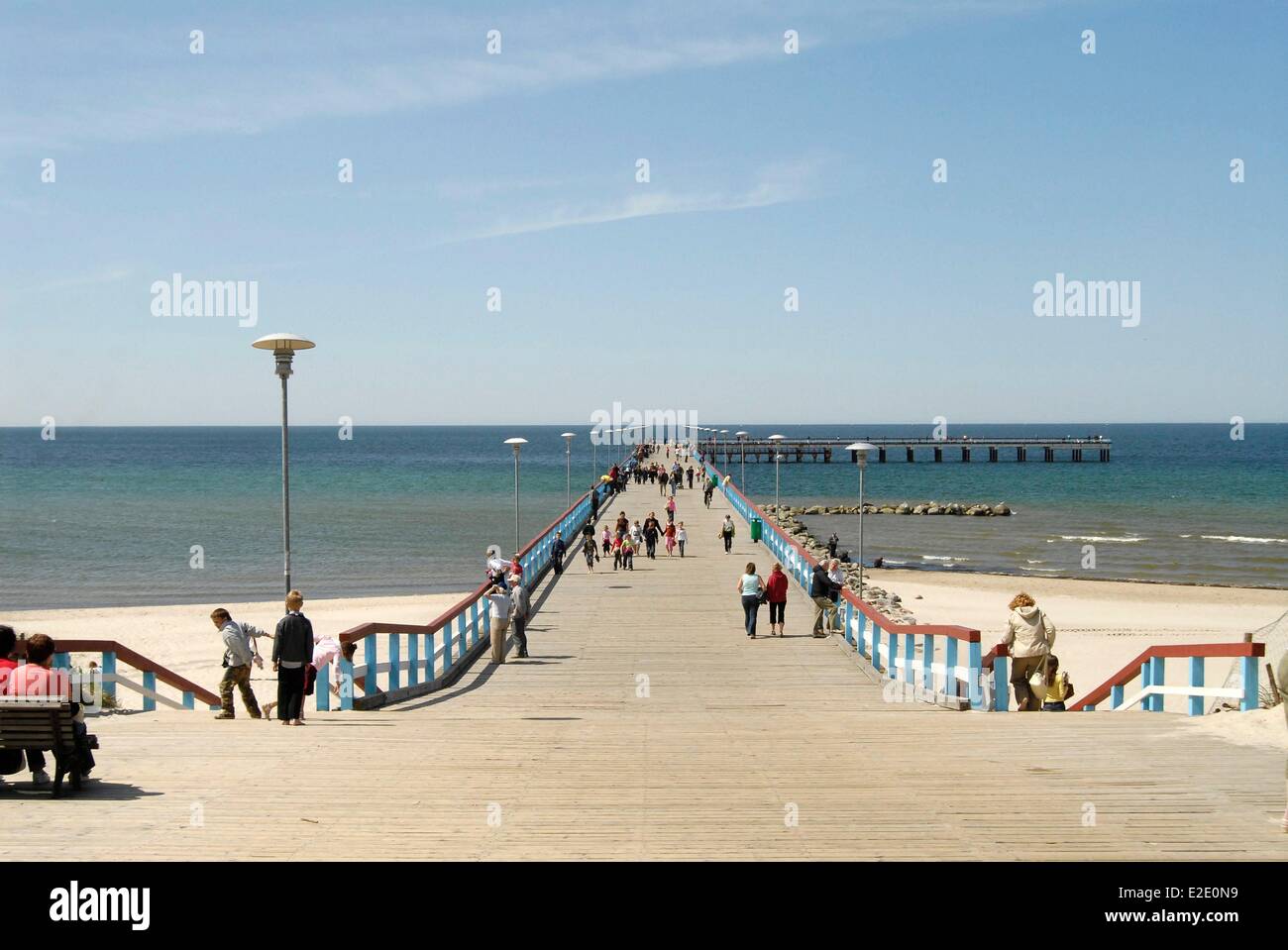 Lithuania County Palanga Palanga wooden boardwalk bridge on the Baltic ...