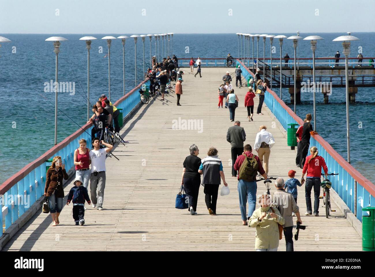 Lithuania County Palanga Palanga wooden boardwalk bridge on the Baltic ...