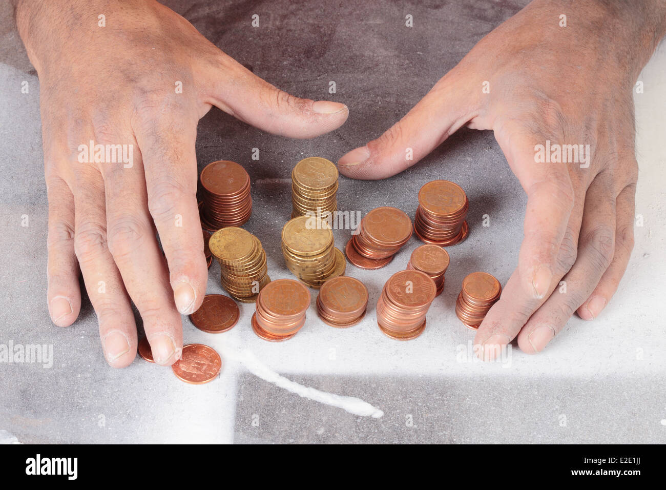 a poor hands taking some coins Stock Photo - Alamy