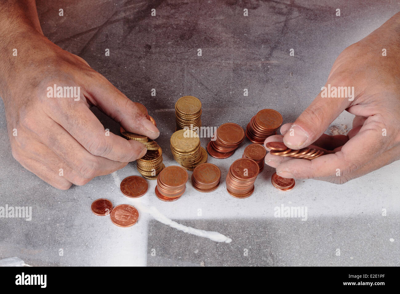 a poor hands taking some coins Stock Photo - Alamy